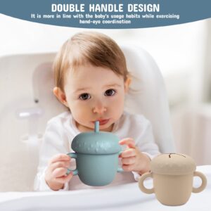 BEBUNUO Cup Straws Baby Silicone - 2-in-1 Sippy Snack Toddler Cup With Lid Spill Proof - For Kids 1+ Year Old