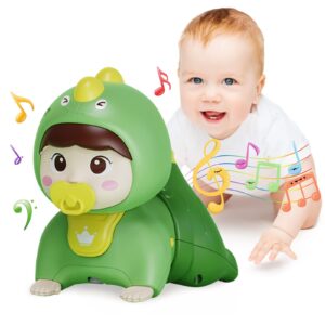 lcasio baby crawling toys, musical light up crawling toys for babies 6-9-12 months and up, crawling baby toys with music and light up led（green）