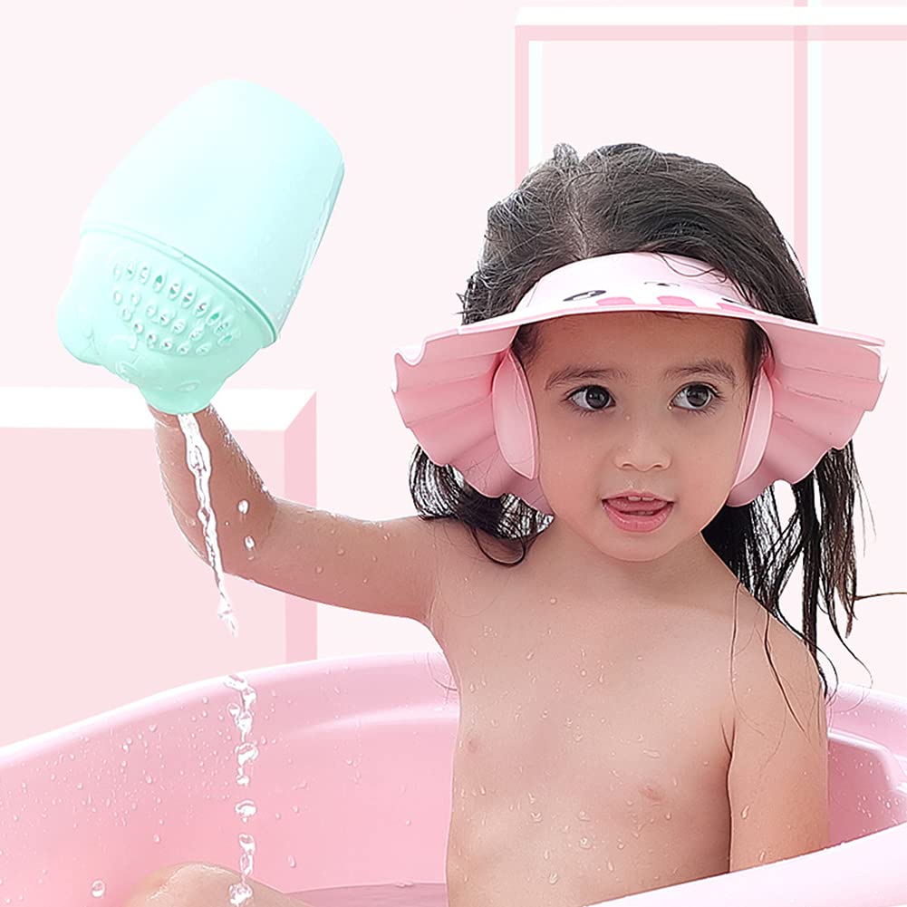 Baby Bath Shampoo Cap with Ear Protection Safe Bathing Visor Hat Soft Shower Wash Hair Adjustable Portable Shield for Children Kids