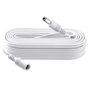 security-01 33ft 10m dc 12v power extension cable for cctv security camera dvr standalone, dc extension cord 5.5mm x 2.1mm,white