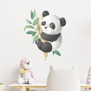 Panda and Tree Branch Wall Decals,Peel and Stick Animal Wall Stickers for Kids Children Bedroom Nursery Home Decor(15.3x18.9)