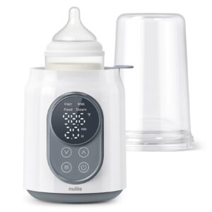 nuliie fast bottle warmer, 6-in-1 with larger lcd display smart temperature control and automatic shut-off, bpa free baby bottle warmer for breastmilk or formula