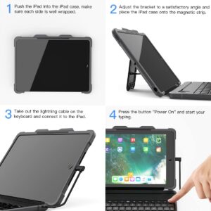 homweeling Keyboard Case for iPad, Detachable Smart Keyboard for iPad 6th Gen 2018, 5th Gen 2017, iPad Pro 9.7, iPad Air 2, iPad Air 1, Clamshell Slim Folio with Integrated Wireless Keyboard, Black