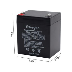 eseegoo 12V 4.5AH Rechargeable Sealed Lead Acid (SLA) Battery Replace 12 Volt 4AH 5AH for Alarm System, Home Security