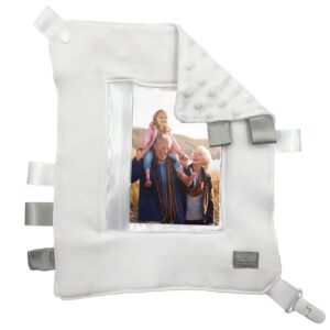 kuddleframe - nurturally - lovely unisex comfort blanket with photo holder and pacifier tag, soft, soothing, cozy, perfect for sensory play (suitable for 6-months- old babies to 4-years-old kids)