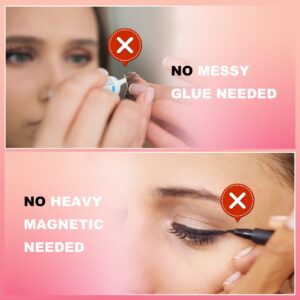 Self Adhesive Eyelashes, False Eyelashes No Glue or Eyeliner Needed, Waterproof Eyelashes for Natural Look, Easy to Put On, Stable and Non-slip Waterproof Eyelashes, Perfect Gift for Women (4-Pairs)