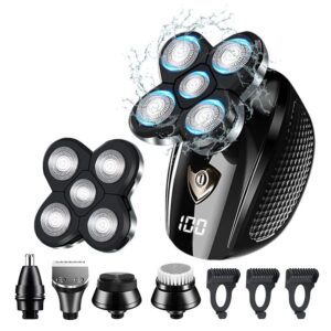 head shaver upgrade 6 in 1 head shavers for bald men men's electric head shavers cordless flex series grooming kit for a perfect bald look,waterproof and rechargeable