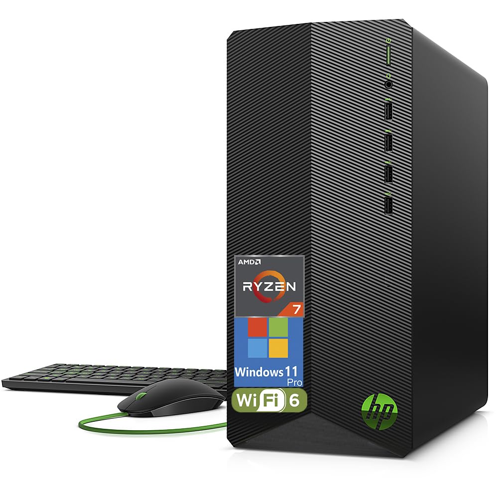 HP Pavilion Tower Desktop Computer, Octa-Core AMD Ryzen 7 5700G (Beat i7-11700K), 4GB DDR4 RAM, 256GB PCIe SSD, WiFi 6, Bluetooth, RJ-45, HDMI, VGA, Keyboard and Mouse, Windows 11 Pro, WE/PGPY