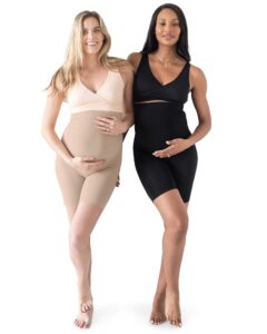 kindred bravely bamboo seamless no rub maternity shorts 2 pack (black/twilight, medium)