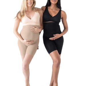 Kindred Bravely Bamboo Seamless No Rub Maternity Shorts 2 Pack (Black/Twilight, Medium)