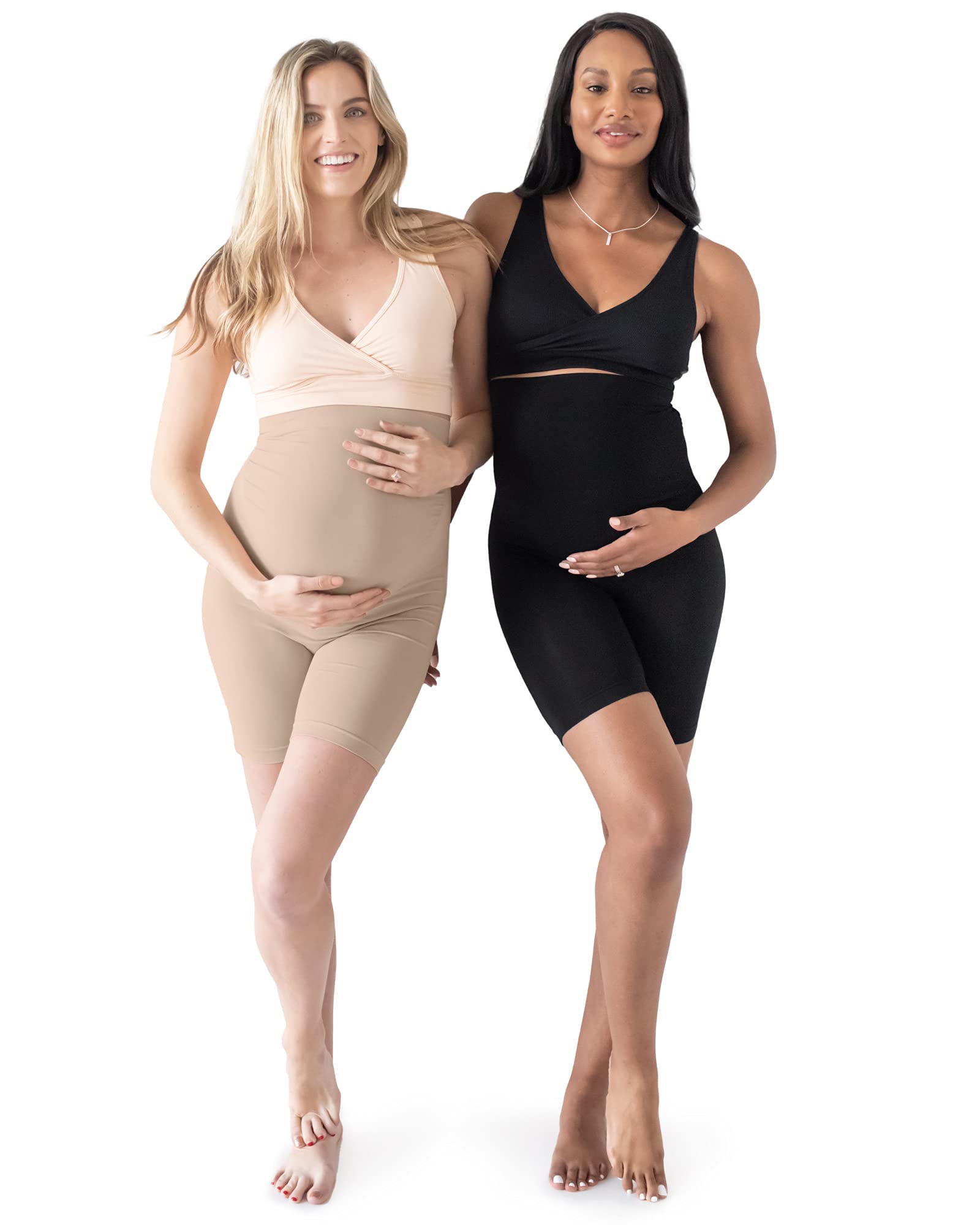 Kindred Bravely Bamboo Seamless No Rub Maternity Shorts 2 Pack (Black/Twilight, Medium)