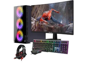 hajaan breeze pro gaming desktop tower pc with 27 inch gaming monitor - intel core i5-10400f processor upto 4.30 ghz, 16gb ddr4 ram, 512gb ssd, geforce gtx 1650 4gb, windows 11 pro