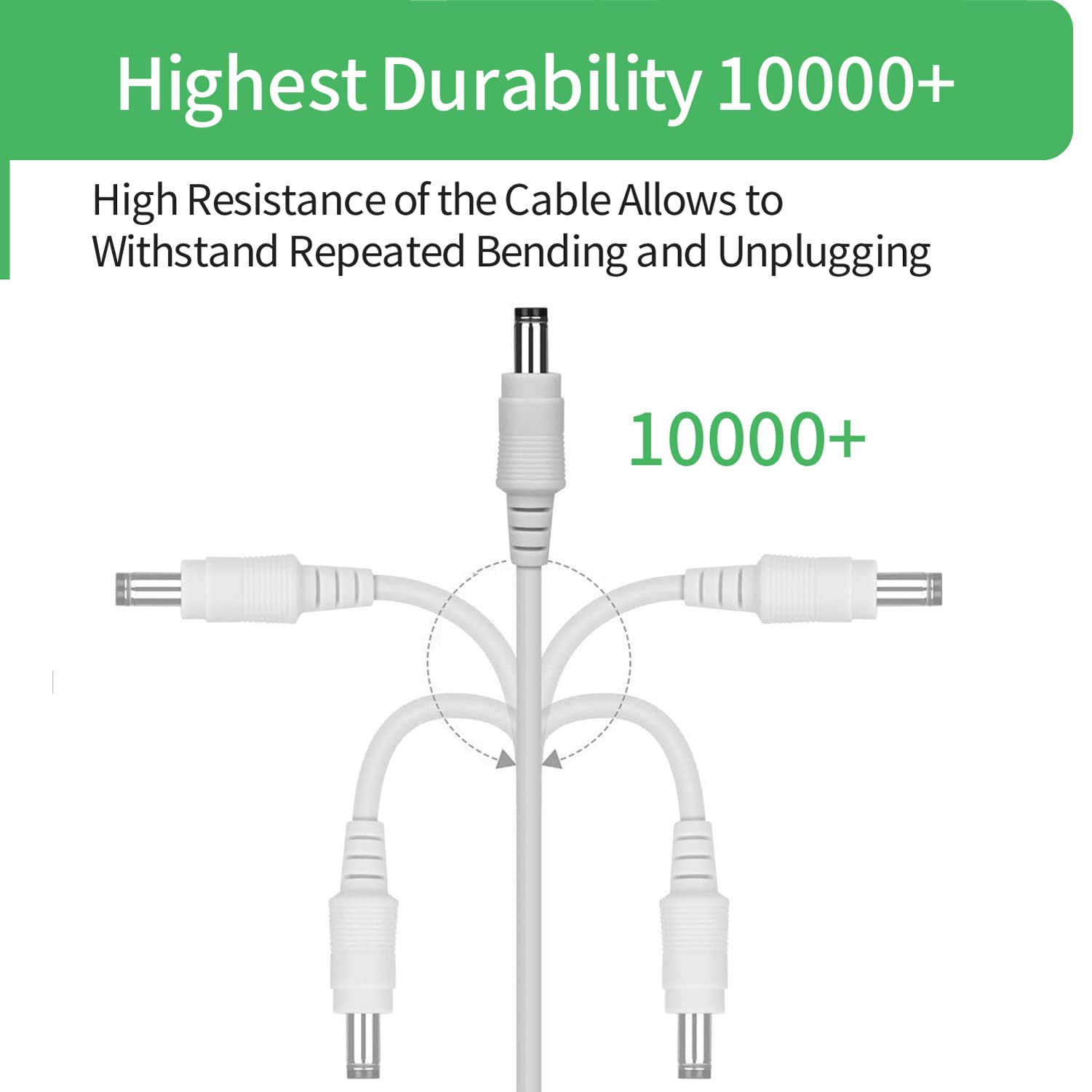 Security-01 33FT 10M DC 12V Power Extension Cable for CCTV Security Camera DVR Standalone, DC Extension Cord 5.5mm x 2.1mm,White