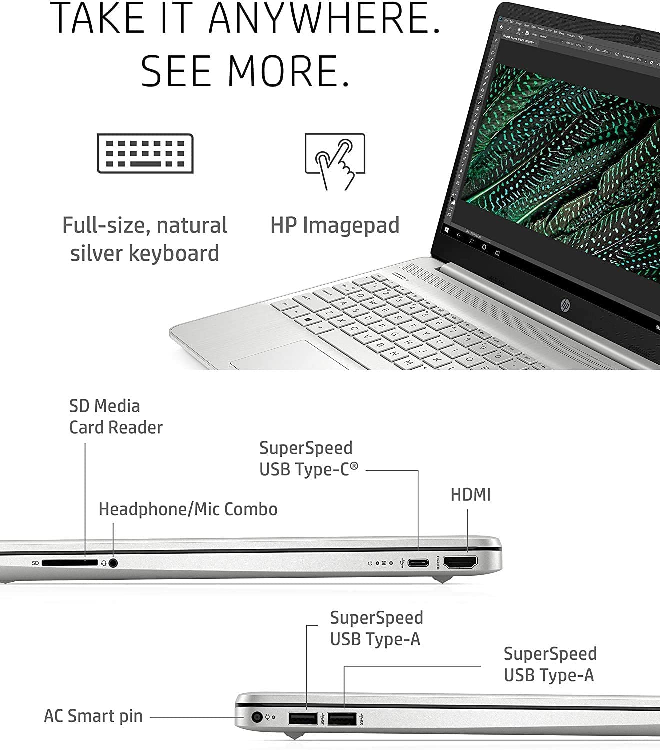 HP [Windows 11 Pro] Newest 15t Business Laptop, 15.6’’ Full HD Touchscreen, Intel Core i7-1165G7 Processor, Backlit KB, FP Reader, Wi-Fi 6, Webcam, HDMI, Silver (64GB RAM | 2TB PCIe SSD)