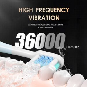 Electric Toothbrush for Adults, 4 Brush Heads and Travel case, 2 Hours Fast Charge for 50 Days, 6 Adjustable Modes Built-in 2-Minute Smart Timer IP7 Waterproof 36000 VPM Deep Clean (Pink)