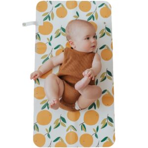 sunshine and poppy vegan leather baby changing mat - diaper changing mat, wipeable changing pad, travel friendly, portable, foldable changing pad for babies or toddlers