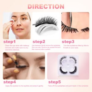 Self Adhesive Eyelashes, False Eyelashes No Glue or Eyeliner Needed, Waterproof Eyelashes for Natural Look, Easy to Put On, Stable and Non-slip Waterproof Eyelashes, Perfect Gift for Women (4-Pairs)