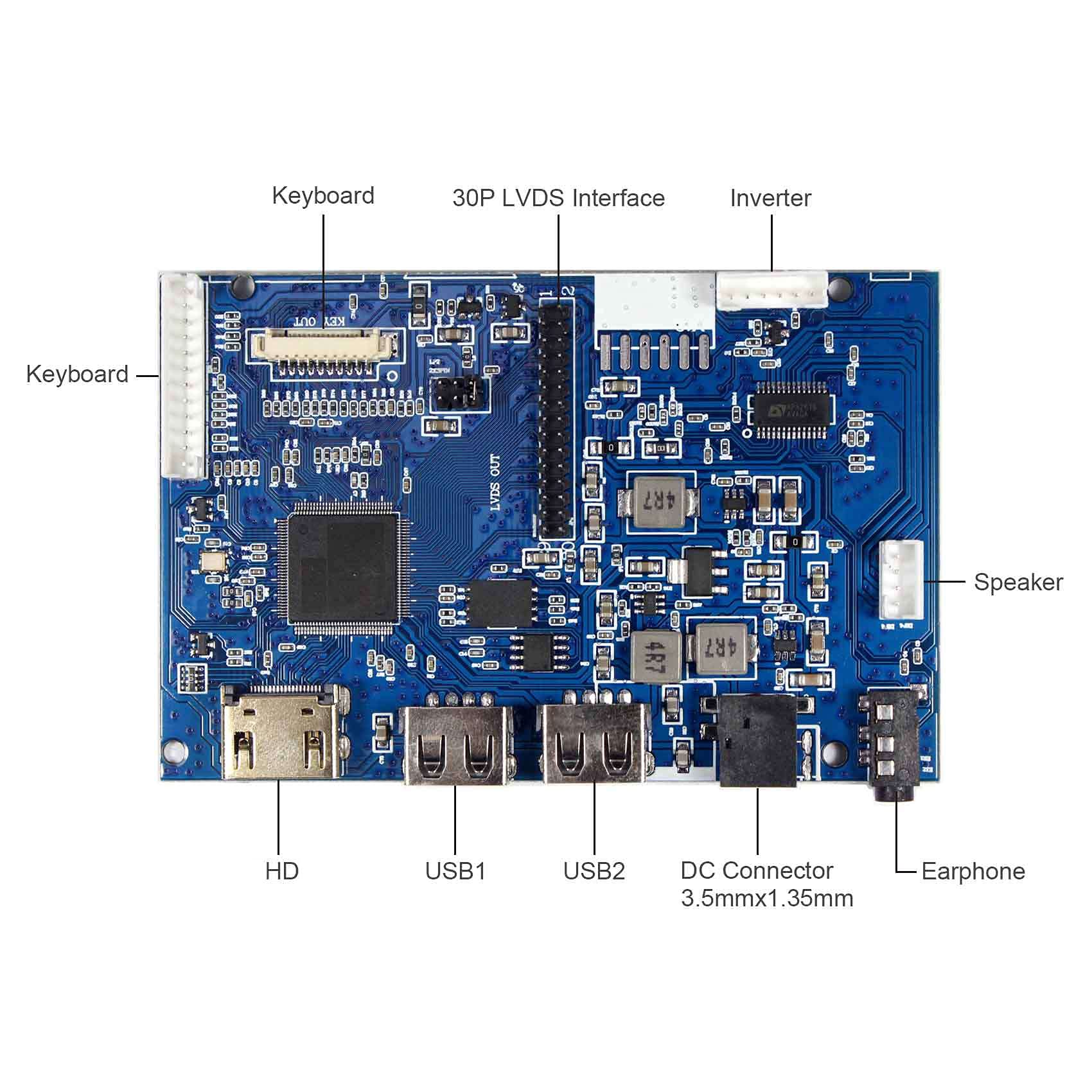 8 inch ZJ080NA-08A 1024X600 500nit TN 40pin LCD Screen and HD-MI USB Android LCD Controller Board,Support 360 Rotation Display