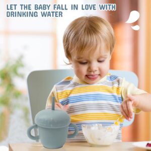 BEBUNUO Cup Straws Baby Silicone - 2-in-1 Sippy Snack Toddler Cup With Lid Spill Proof - For Kids 1+ Year Old