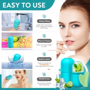 AURUZA Ice Face Roller and Gua Sha Set, Ice Roller for Face & Eye Puffiness Relief Beauty Facial Rollers Mold Icing Self Skin Care Massage Cube Skincare Tools for Shrink Pores…