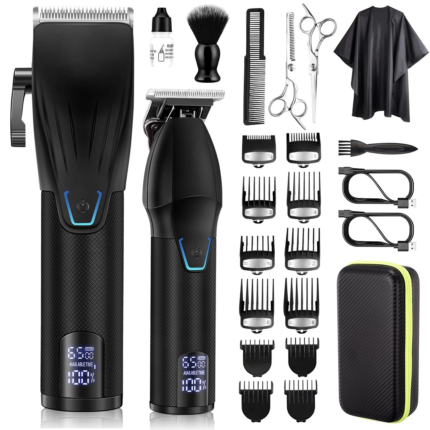 Karrte Professional Hair Clippers and Trimmer Kit for Men, Barber Clipper Set Cordless Hair Cutting, Beard Trimmer Grooming Haircut Kit