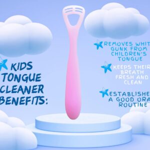 [2PC] Kids U Shaped Tooth Brush Safe Brushing For Teeth and Gums with Silicone Soft Tongue Scraper Cleaner [Ages 2-6] PINK