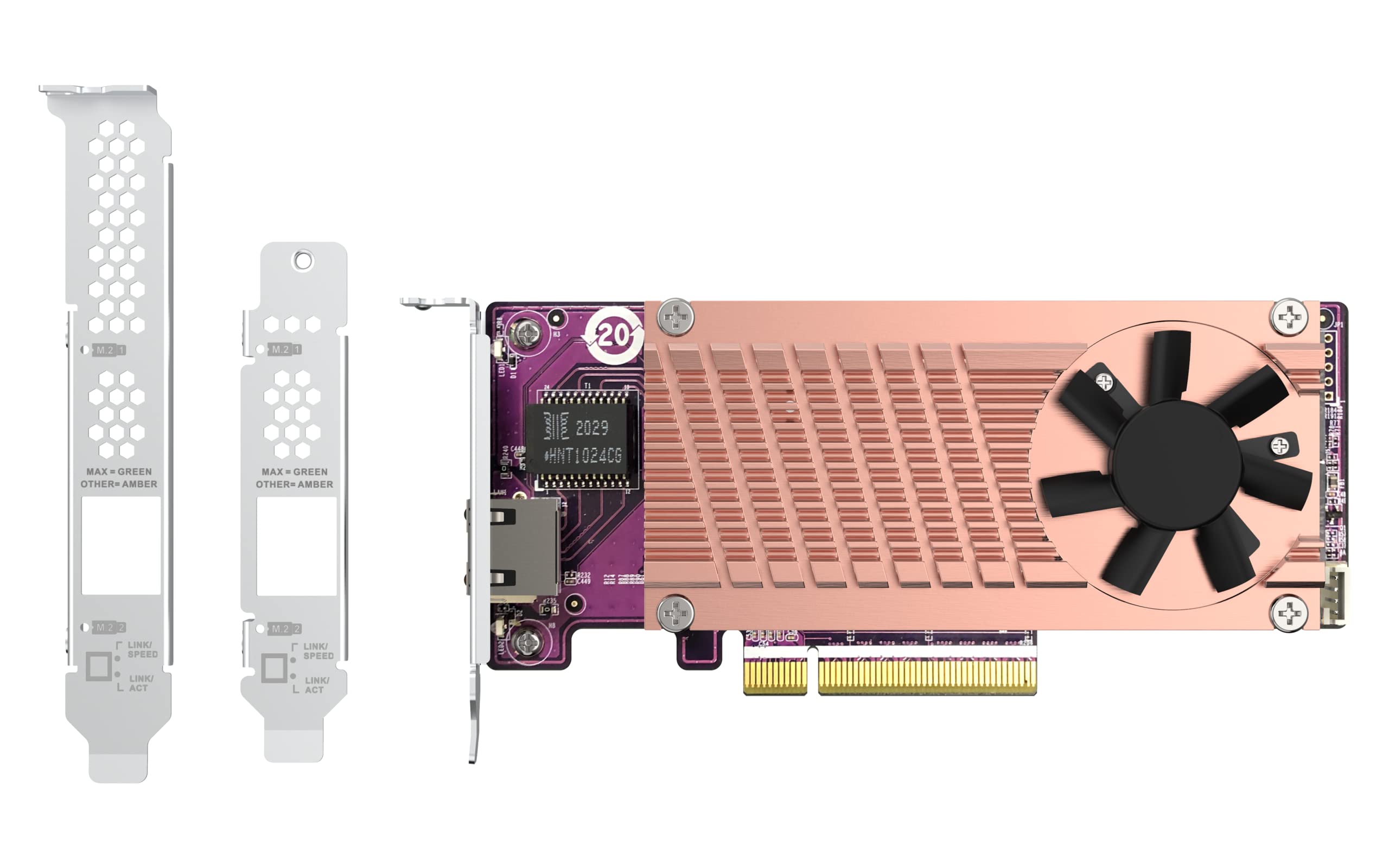 QNAP QM2-2P10G1TB 2 x PCIe Gen3 NVMe SSD & 1 x 10GbE (10G/5G/2.5G/1G/100M) Port Expansion Card to Enhance Performance