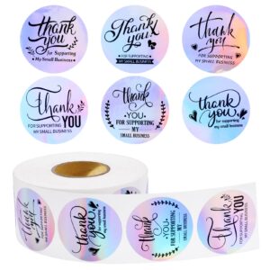 qpout 600pcs thank you stickers 2 inch, unique rainbow thank you labels sticker, thank you for supporting my small business sticker for gifts bags packing/party favor thank you stickers