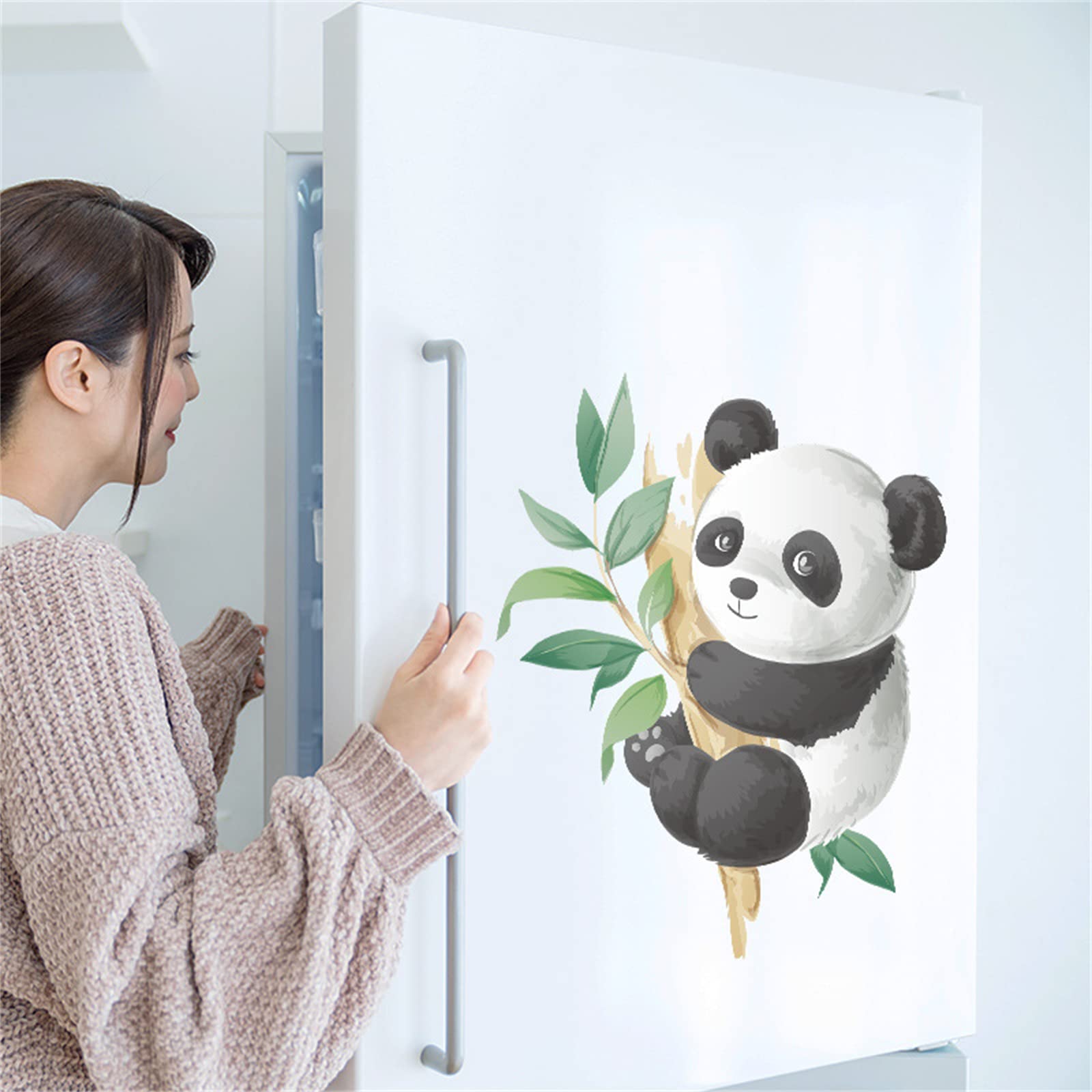 Panda and Tree Branch Wall Decals,Peel and Stick Animal Wall Stickers for Kids Children Bedroom Nursery Home Decor(15.3x18.9)