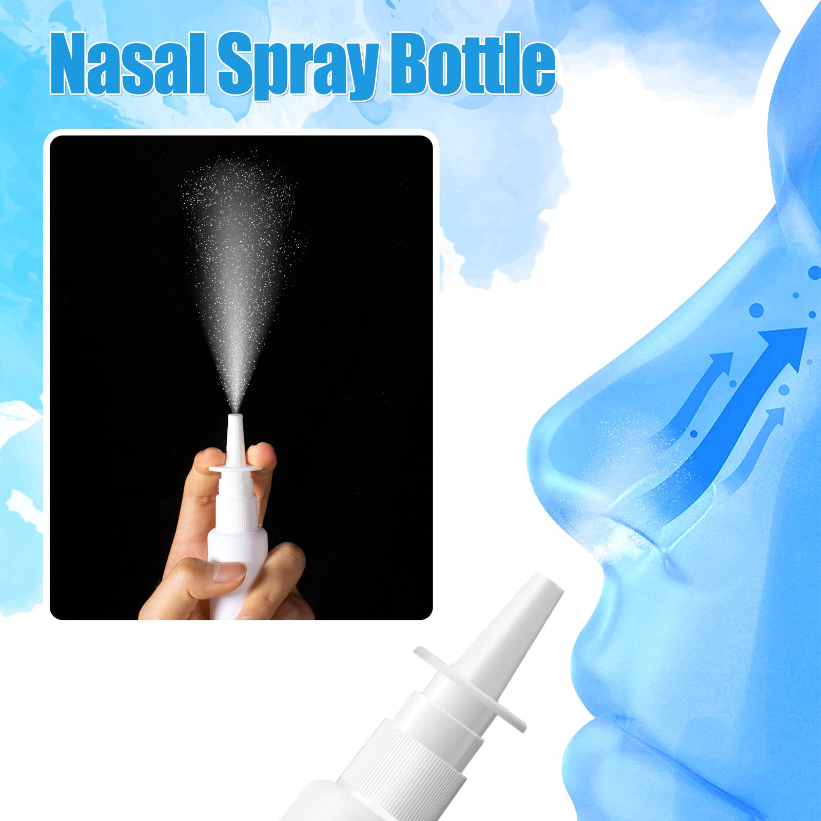 ZHWKMYP 6 Pcs Nasal Spray Bottle, Small Premium Empty Nose Spray Bottle Refillable, Fine Mist Sprayers Atomizers with Funnels and Labels