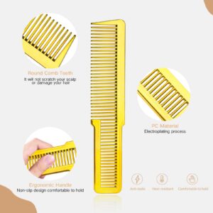 3 Pieces Barber Brush and Barber Comb Set, with Barber Blade Cleaning Brush Beard Brush Hair Cutting Comb, for Men Women Beauty Salons Home Use – Gold