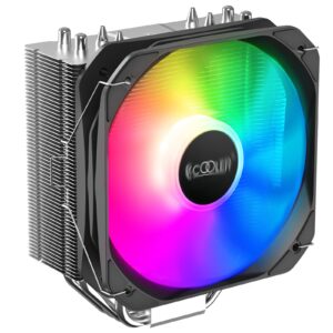 pccooler paladin 400 premium argb cpu air cooler with pwm 130mm fan, 200w tdp, 4 high performance heatpipes, nickel-plated anti-oxidant protective layer for amd ryzen am4 and intel lga 1700/1200/115x