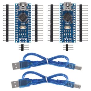 dweii 2 pcs nano board v3.0 atmega328p with 2pcs cable compatible with arduino nano v3.0 with pin headers pin unsoldered