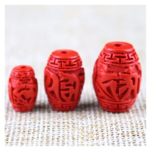 zzyinh an314 10pcs/lot buddhism ornament accessories cinnabar carved cologne barrel beads 4 size handmade spacer finding diy jewelry making jewelry making (metal color : 10x15mm 10pcs)