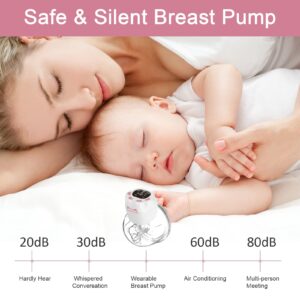 MMPANG Breast Pump Wearable,Electric Hands Free Breast Pump Leel,3 Modes & 9 Levels with LCD Display BPA Free, Low Noise Pumping Painless Breastfeeding Rechargeable and 19/21/24mm Flanges,Blue