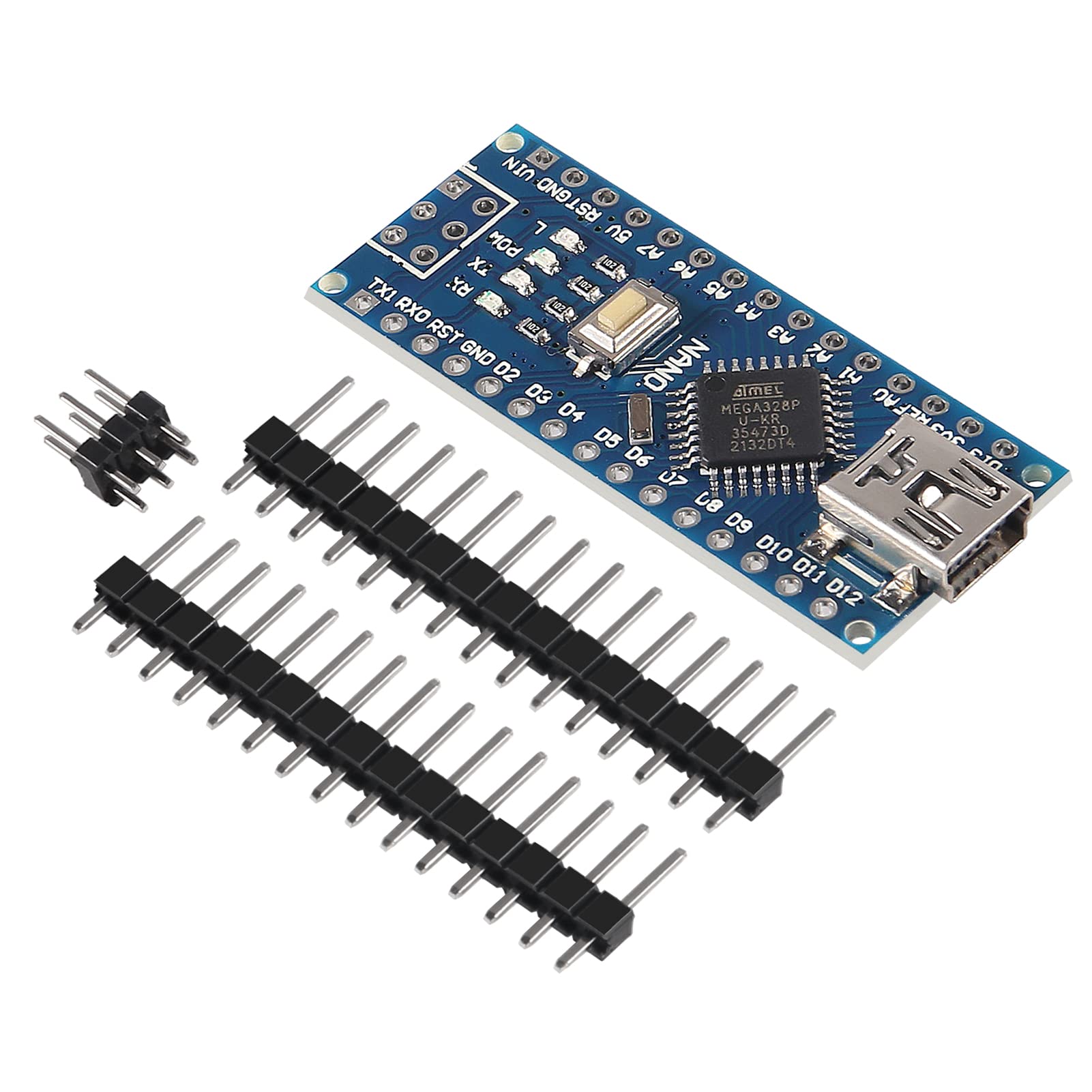 DWEII 2 PCS Nano Board V3.0 ATmega328P with 2Pcs Cable Compatible with Arduino Nano V3.0 with Pin Headers Pin Unsoldered