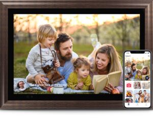 digital photo frame 13.3 inch large wifi digital picture frame hd touch screen wall mountable smart photo frame with 8gb memory, remote control, easy setup to share photos and videos via aimor app