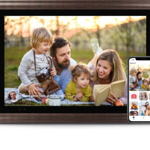 Digital Photo Frame 13.3 Inch Large WiFi Digital Picture Frame HD Touch Screen Wall Mountable Smart Photo Frame with 8GB Memory, Remote Control, Easy Setup to Share Photos and Videos via AiMOR APP