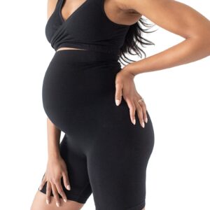 Kindred Bravely Bamboo Seamless No Rub Maternity Shorts 2 Pack (Black/Twilight, Medium)