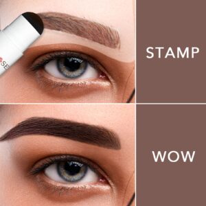 ALLROSE Eyebrow Stamp Stencil Kit - One Step Perfect 20 Eye Brow Stamping, Waterproof, Easy to Use, Brown