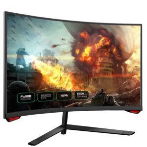 fiodio 24” gaming monitor, with 165hz refresh rate, 1920 * 1080p full hd, adaptive sync, mprt 1ms, hdmi and dp inputs (dp cable included), flat, black (24h2g)