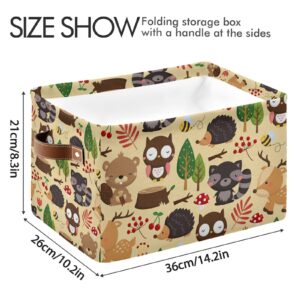 OREZI Rectangular Storage Bins with Handles,Collapsible (Woodland Cute Fox Forest Animal) Laundry Hamper Storage Box for Toy Bins,Gift Baskets Bedroom,Clothes,Pack 1