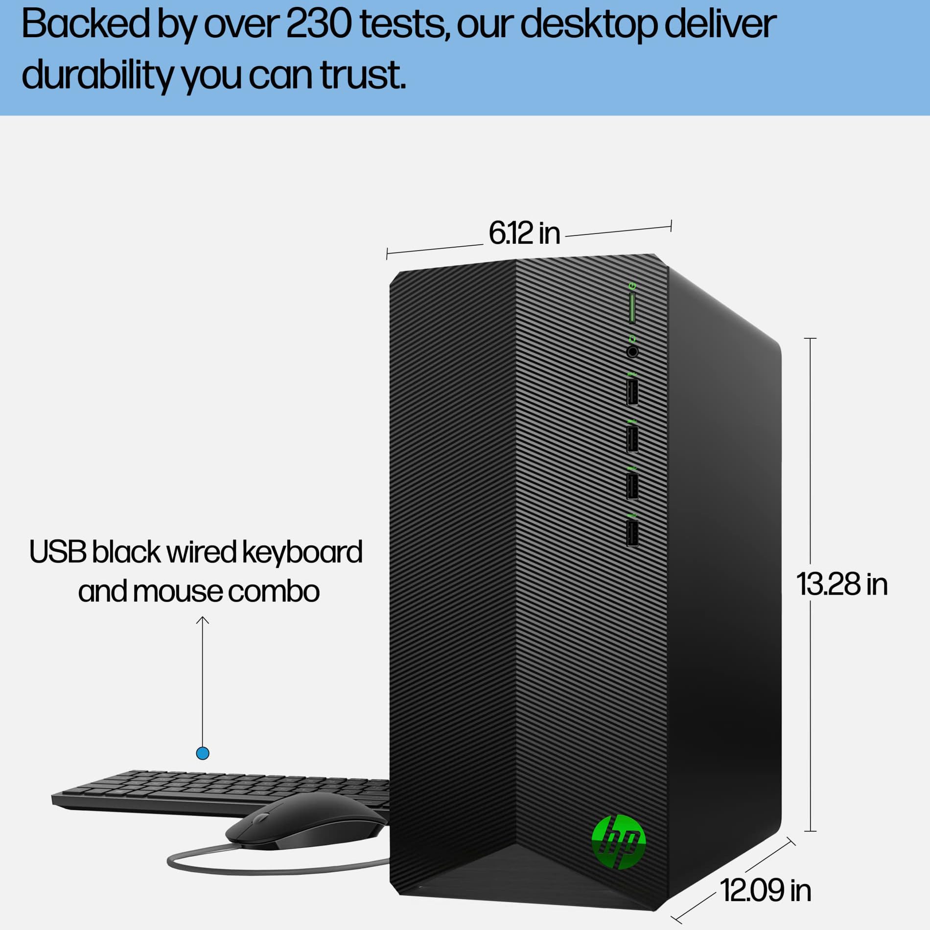 HP Pavilion Tower Desktop Computer, Octa-Core AMD Ryzen 7 5700G (Beat i7-11700K), 4GB DDR4 RAM, 256GB PCIe SSD, WiFi 6, Bluetooth, RJ-45, HDMI, VGA, Keyboard and Mouse, Windows 11 Pro, WE/PGPY