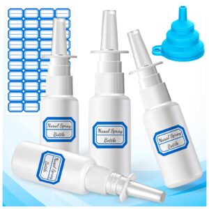 zhwkmyp 6 pcs nasal spray bottle, small premium empty nose spray bottle refillable, fine mist sprayers atomizers with funnels and labels