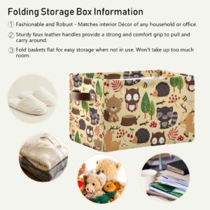 OREZI Rectangular Storage Bins with Handles,Collapsible (Woodland Cute Fox Forest Animal) Laundry Hamper Storage Box for Toy Bins,Gift Baskets Bedroom,Clothes,Pack 1