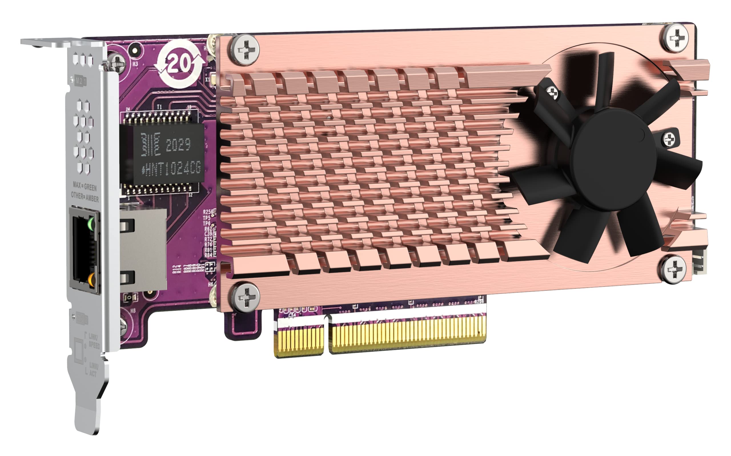 QNAP QM2-2P10G1TB 2 x PCIe Gen3 NVMe SSD & 1 x 10GbE (10G/5G/2.5G/1G/100M) Port Expansion Card to Enhance Performance