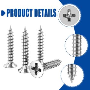 #4 x 1-5/8'' Wood Screws,Stainless Steel Self-Tapping Screws, Phillips Drive Countersunk Head Kitchen Cabinet Screws, for Repairing Furniture, Carpentry or DIY, 70Pcs and 30PCS Screw Anchors, M3x40mm