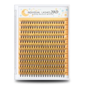 finydreamy 240pcs individual lash extensions, 20d lash clusters volume mix pack, 10-14mm mix lengths c curl 0.07mm thickness professional individual eyelash clusters and apply under your lashes