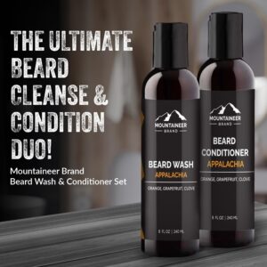 Mountaineer Brand Basic Beard Bundle | Beard Wash and Conditioner for Men | Beard Shampoo / Beard Conditioner Set | Citrus & Spice Scent | 2 Count 8oz