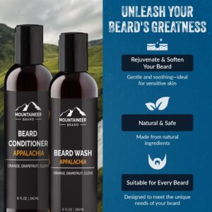 Mountaineer Brand Basic Beard Bundle | Beard Wash and Conditioner for Men | Beard Shampoo / Beard Conditioner Set | Citrus & Spice Scent | 2 Count 8oz